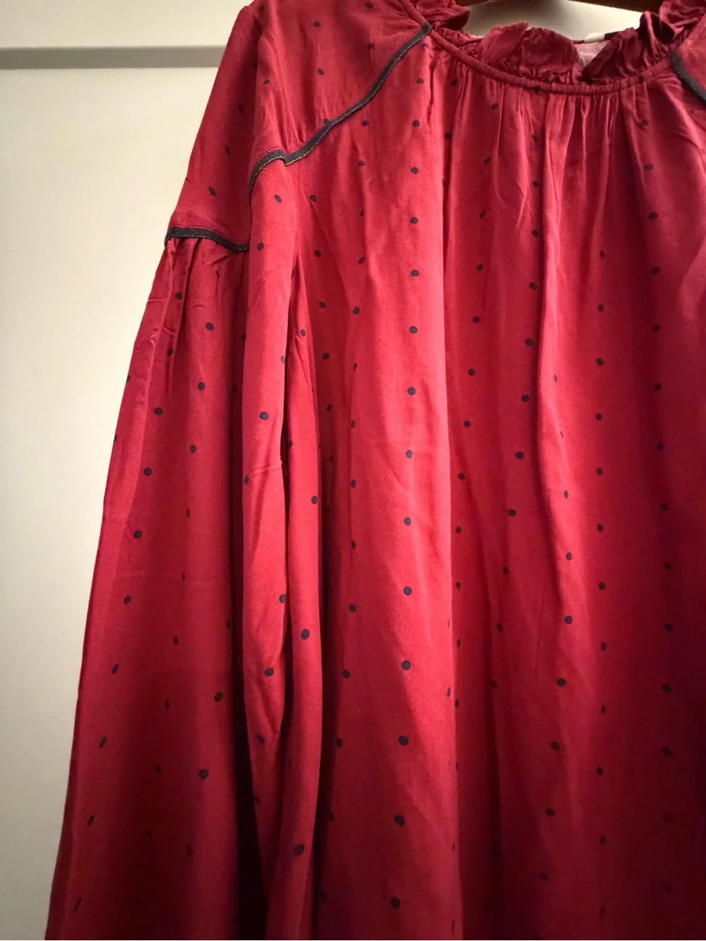 crown & ivy | Tops | Red And Black Long Sleeve Peasant Blouse With ...